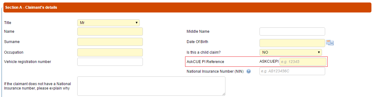 Key Information to provide when Completing a Claim