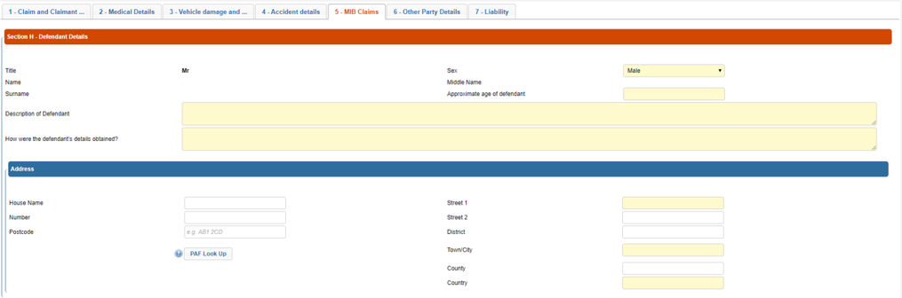 Claims Portal | Address entry