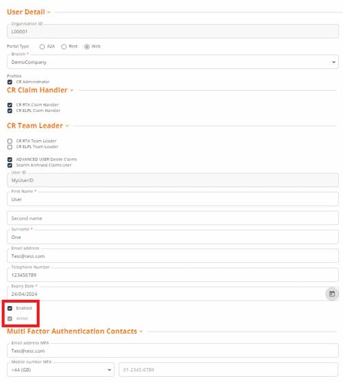 Enabling and disabling User IDs Enabling and disabling User IDs